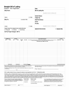 Printable Straight Bill of Lading Form