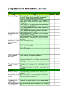 System Administrator Daily Checklist Template