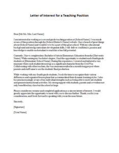 Teacher Letter of Interest Template (Word)