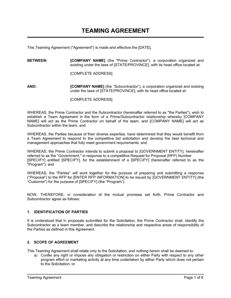 Team Contract Template