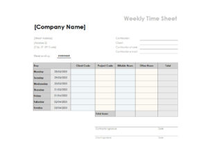 Timesheet Template For Multiple Projects