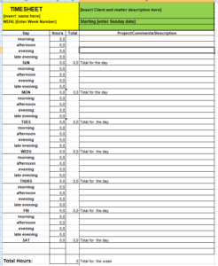 Timesheet Template With Job Description