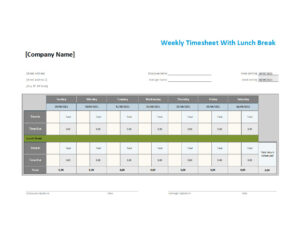 Timesheet Template With Lunch Break