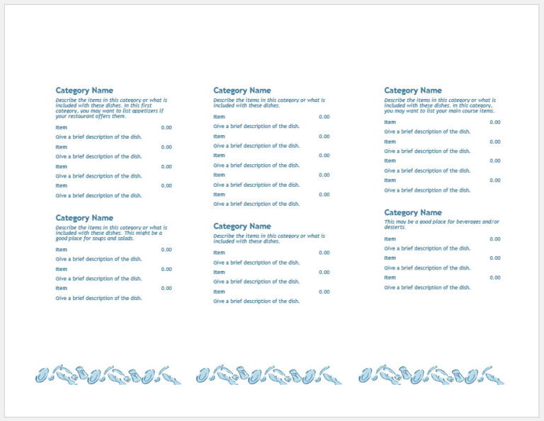 Editable Tri-Fold Menu Template (Word)