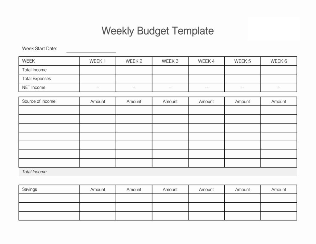 Free Printable Weekly Budget Template