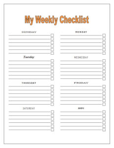 Free Printable Weekly Checklist Template