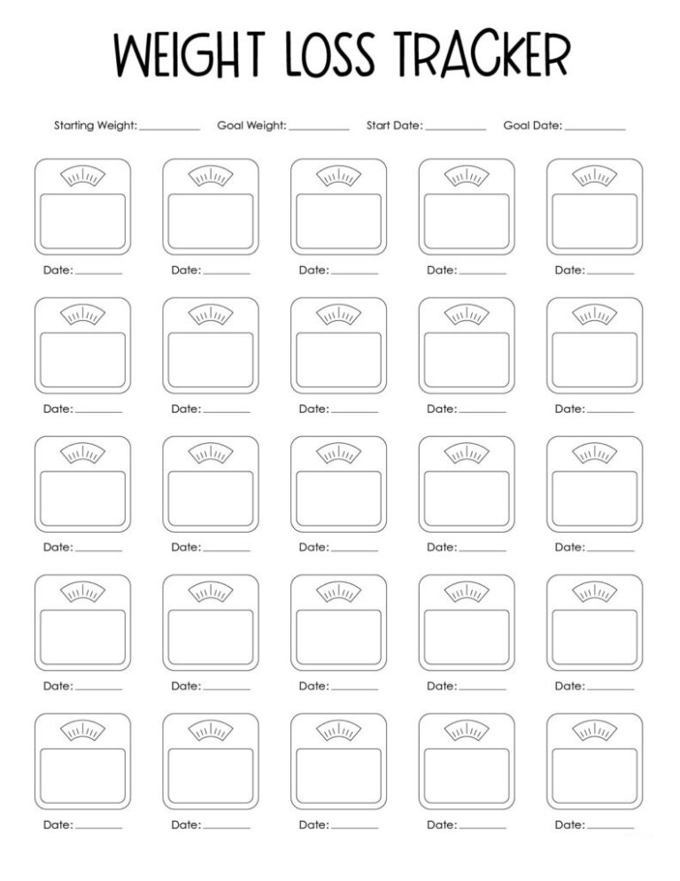 Free Printable Weight Loss Chart Template