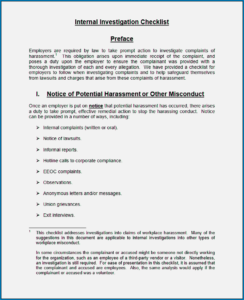 Workplace Investigation Checklist Template