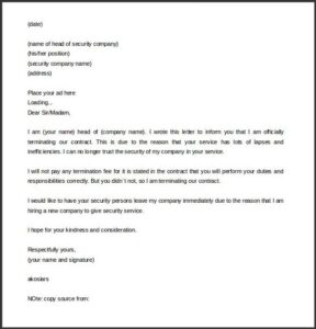 Service Contract Termination Letter Template