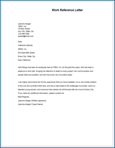 Work Reference Letter Template (Word)